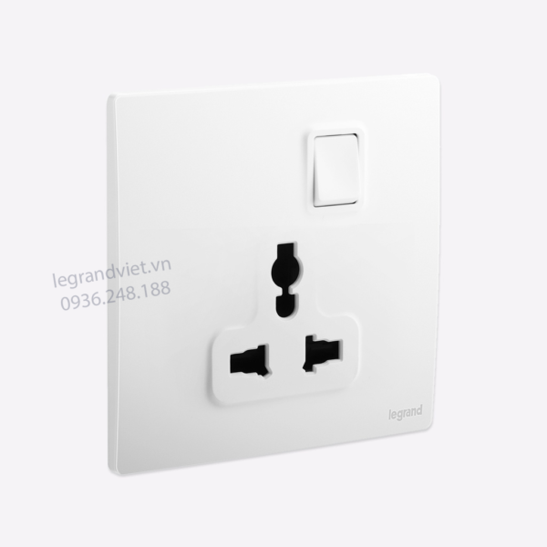 Ổ cắm đơn đa năng kèm công tắc màu Matt White Legrand Mallia Senses ...